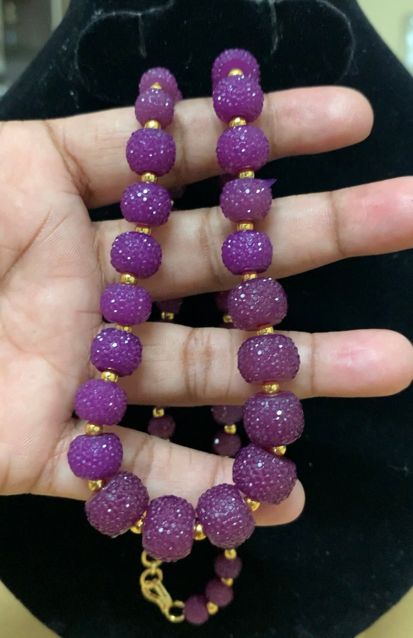 1 gram gold beads chain violet colour buy online - Swarnakshi Jewels