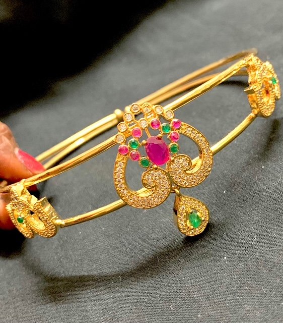 Armlets design one gram gold back open multi colour pendant design ...