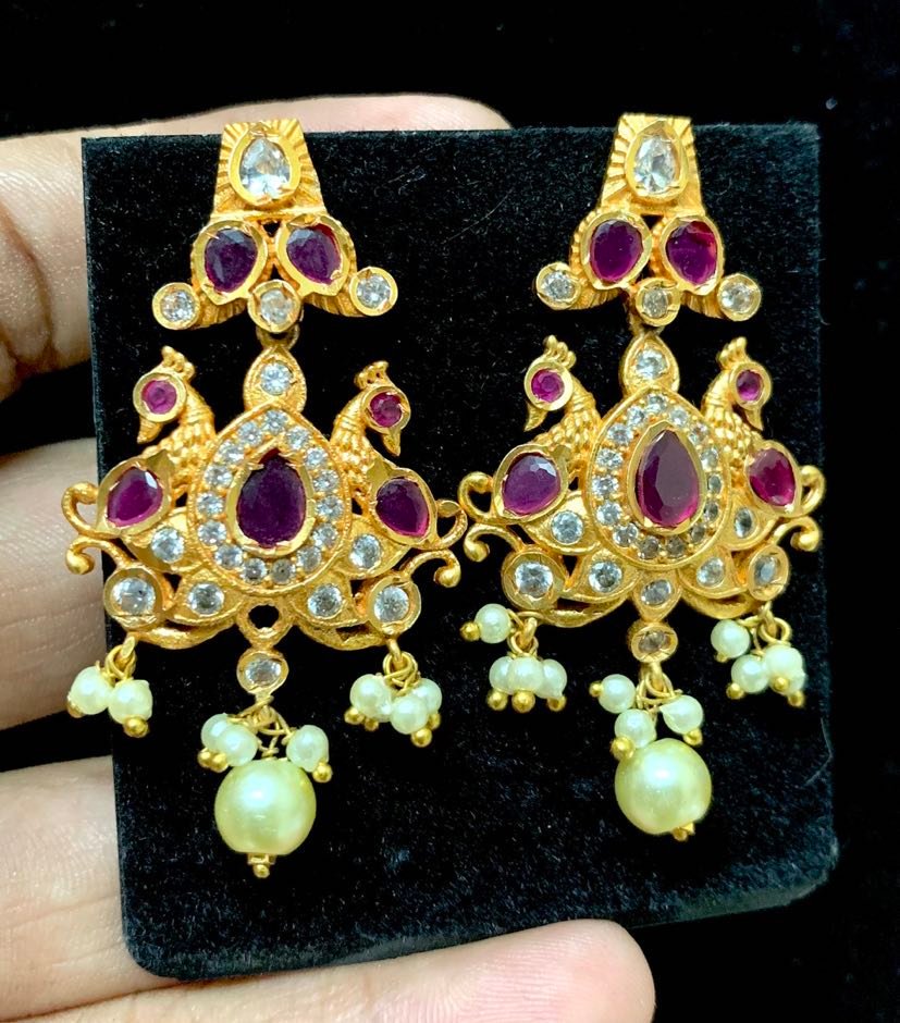 chand bali models ruby stone design 1.5 inch matt finish – Swarnakshi ...