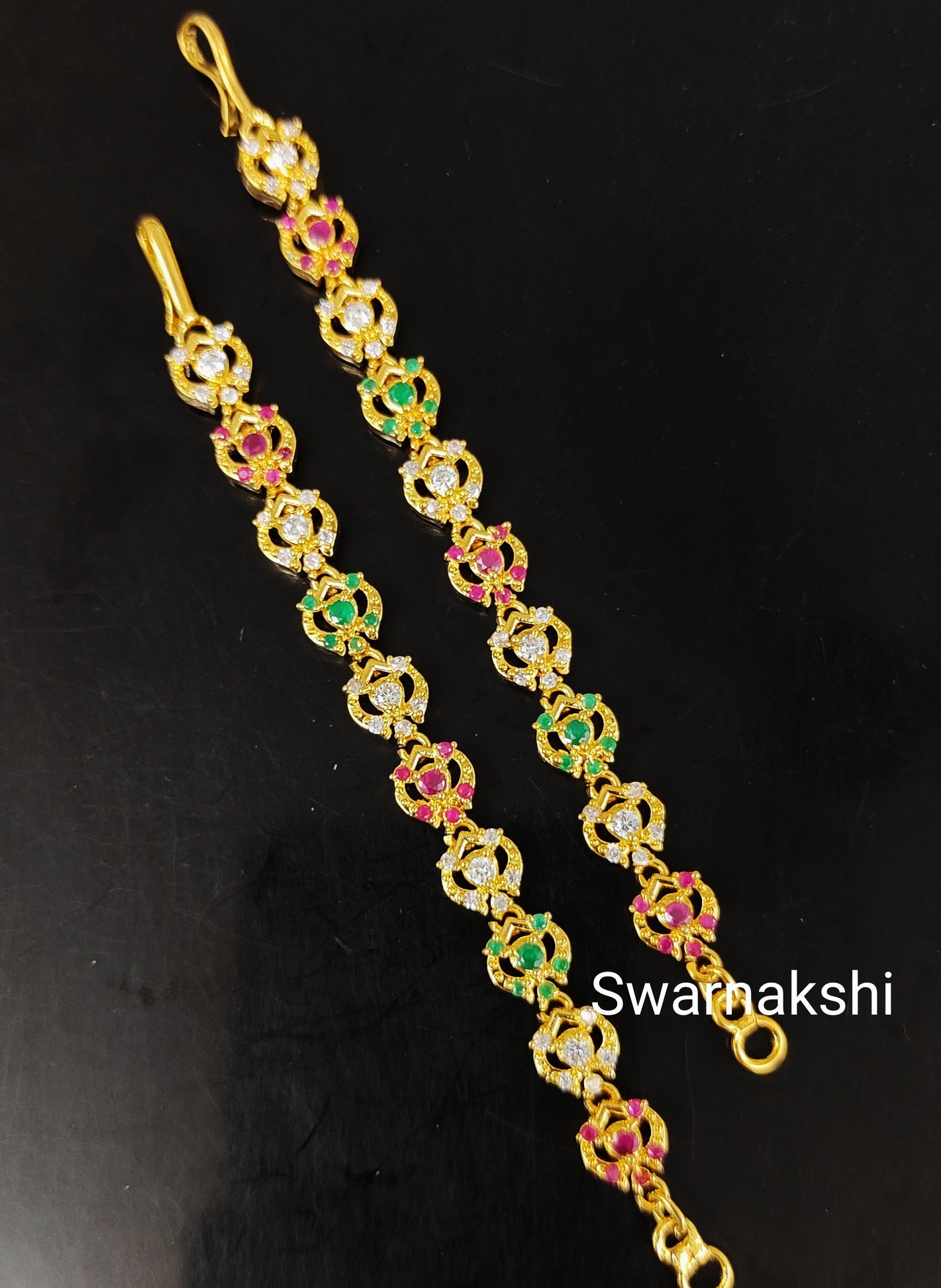 CZ matilu with ruby and emerald stones beautiful design - Swarnakshi Jewels