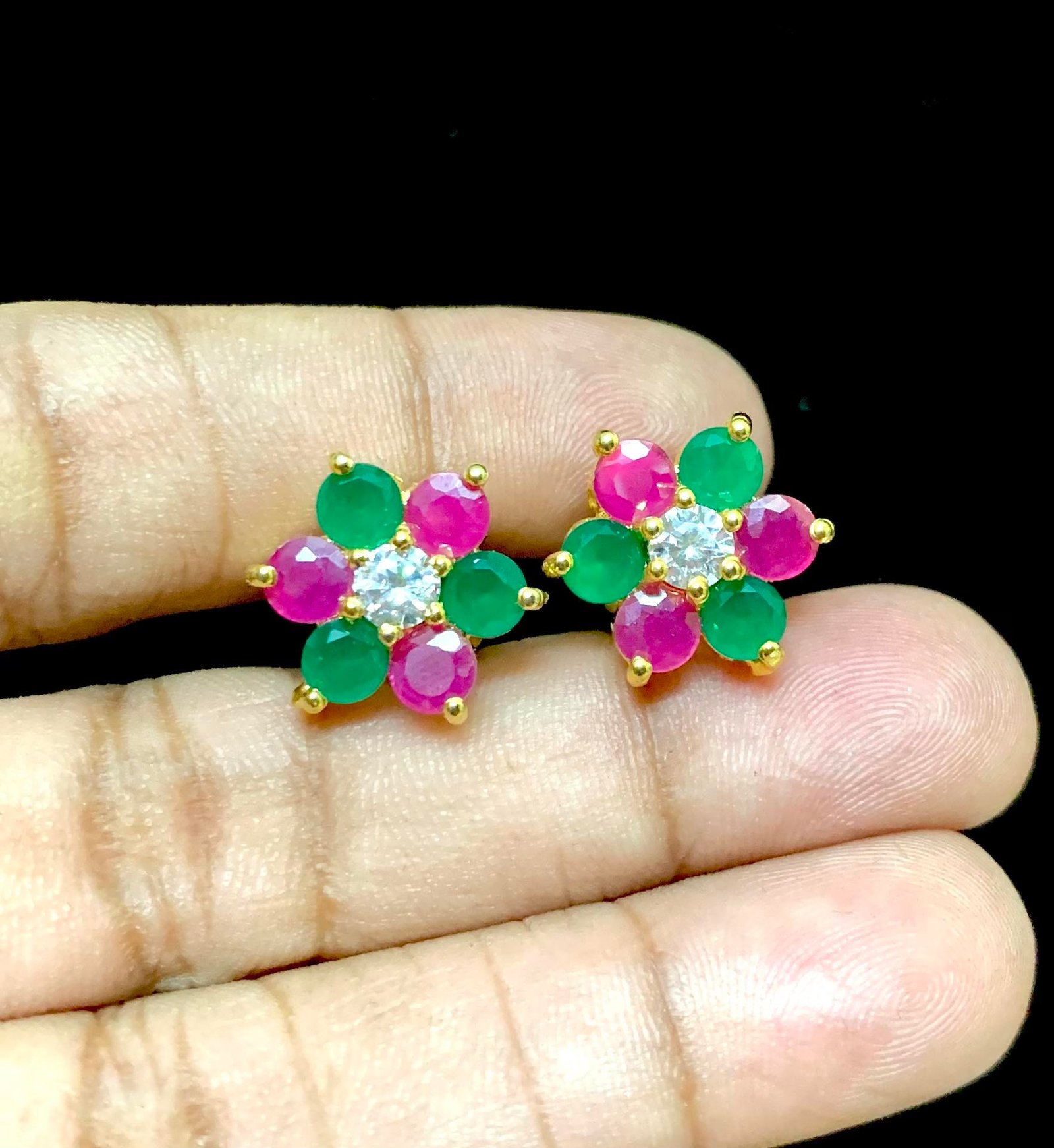 CZ stone studs with price and multi colour – Swarnakshi Jewels