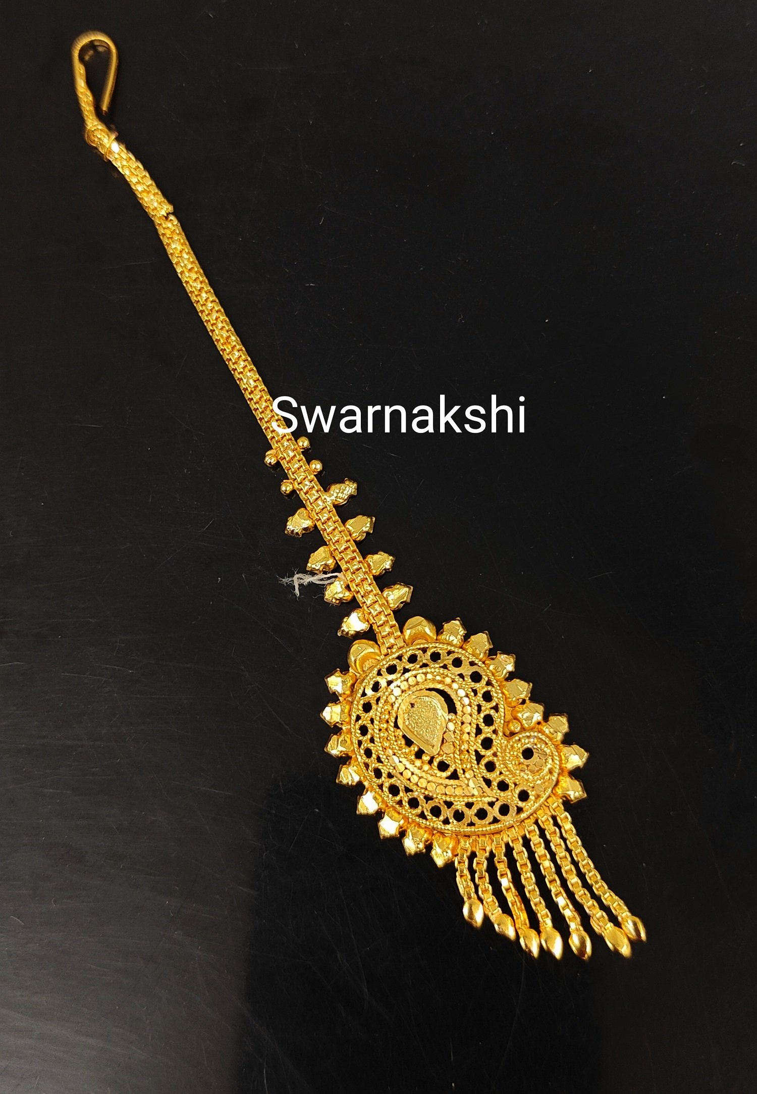 One gram gold maang tikka with mango design - Swarnakshi Jewels