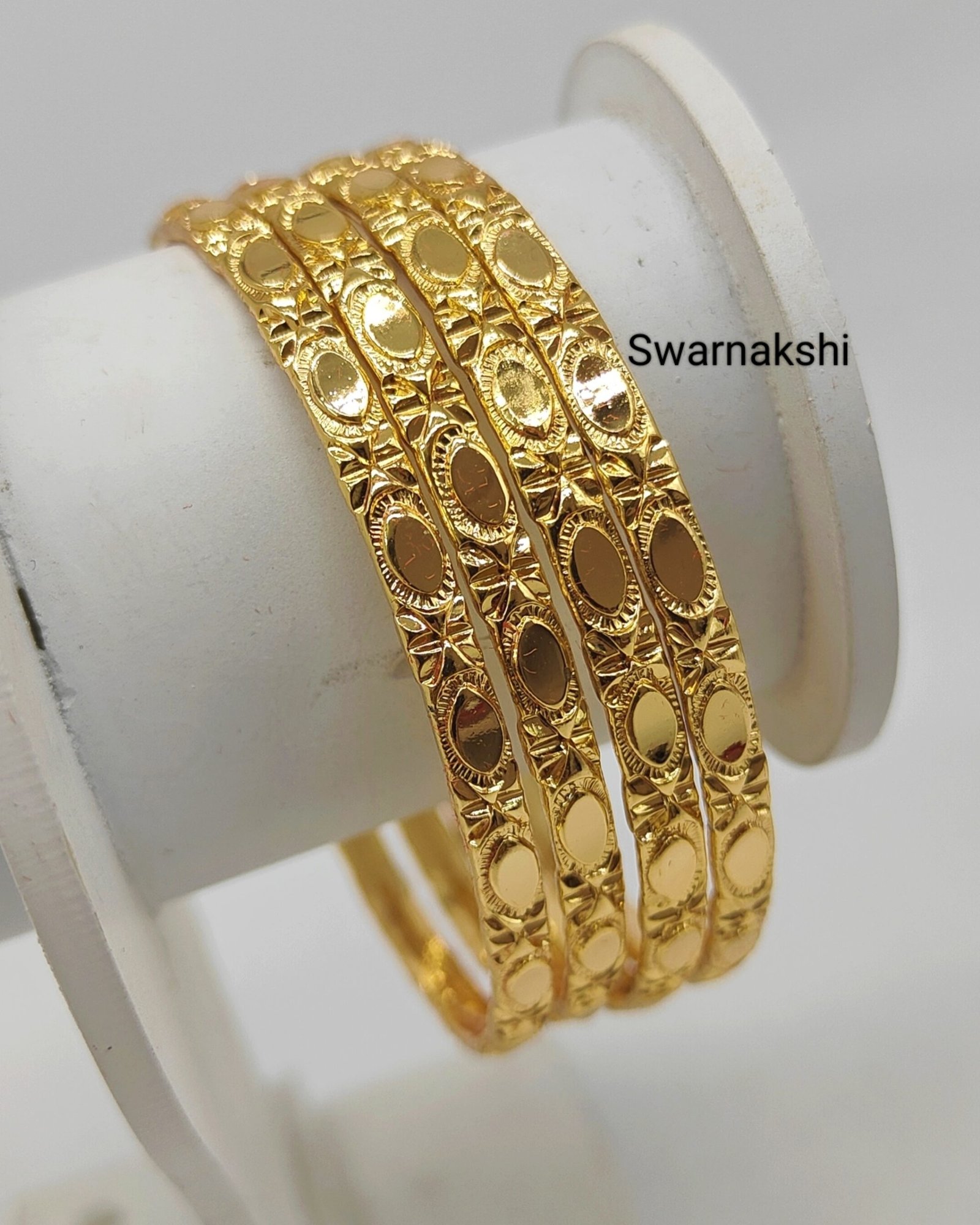One gram gold plain Ovel shape model bangles 2.4 size - Swarnakshi Jewels