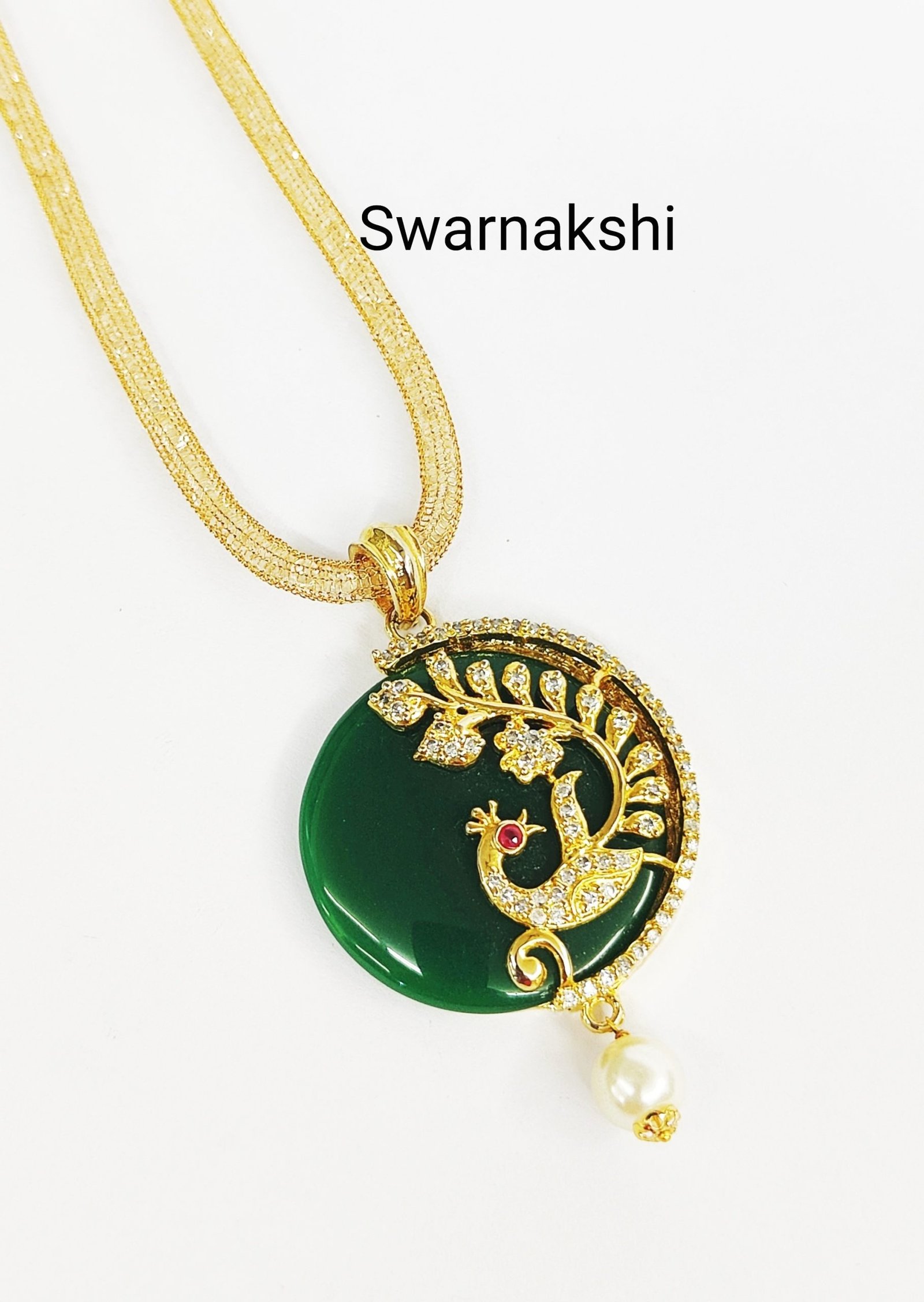 Pearl chain models with peacock design pendant - Swarnakshi Jewels