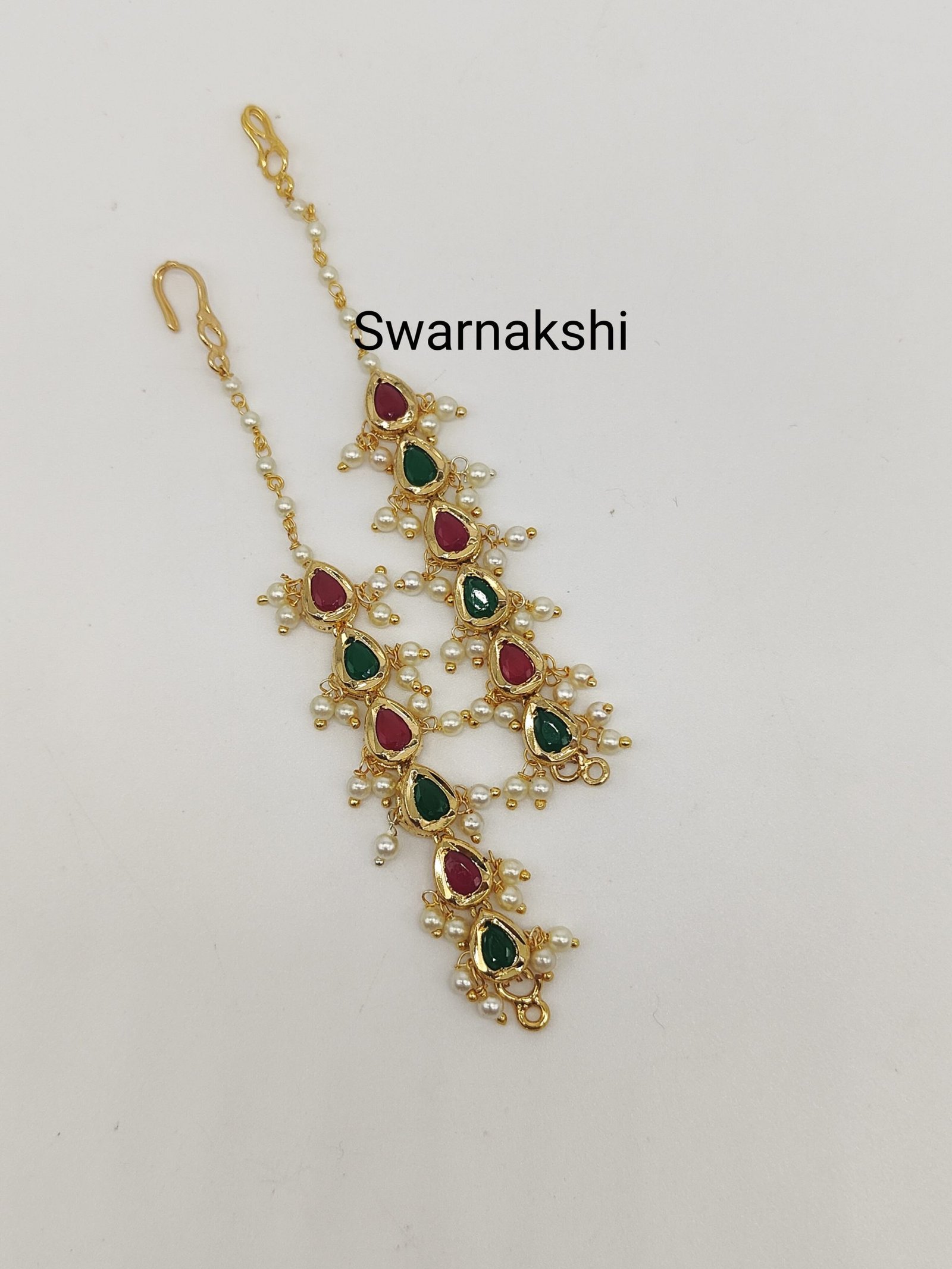 Pearl matilu designs with emerald and ruby stone model - Swarnakshi Jewels