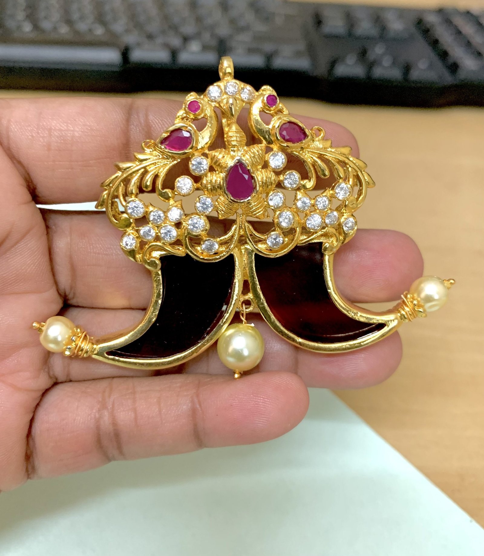puligoru pendant models with peacock design – Swarnakshi Jewels