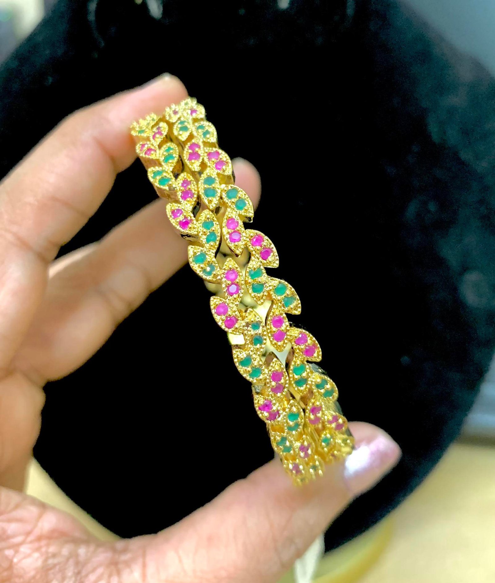 Ruby and emerald bangles designs 2.6 size with unique model ...