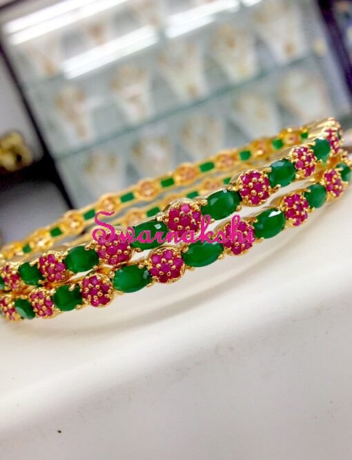 Ruby emerald bangles 2.10 size classic look model – Swarnakshi Jewels