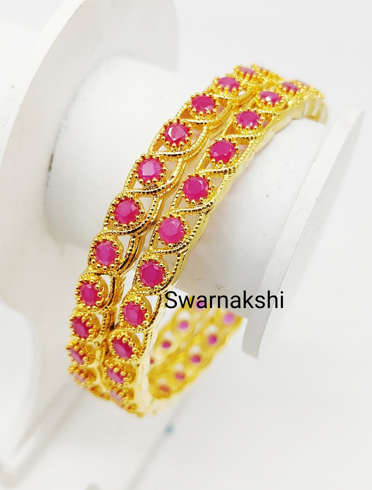 Ruby stone bangles design with attractive model 2.10 size - Swarnakshi ...