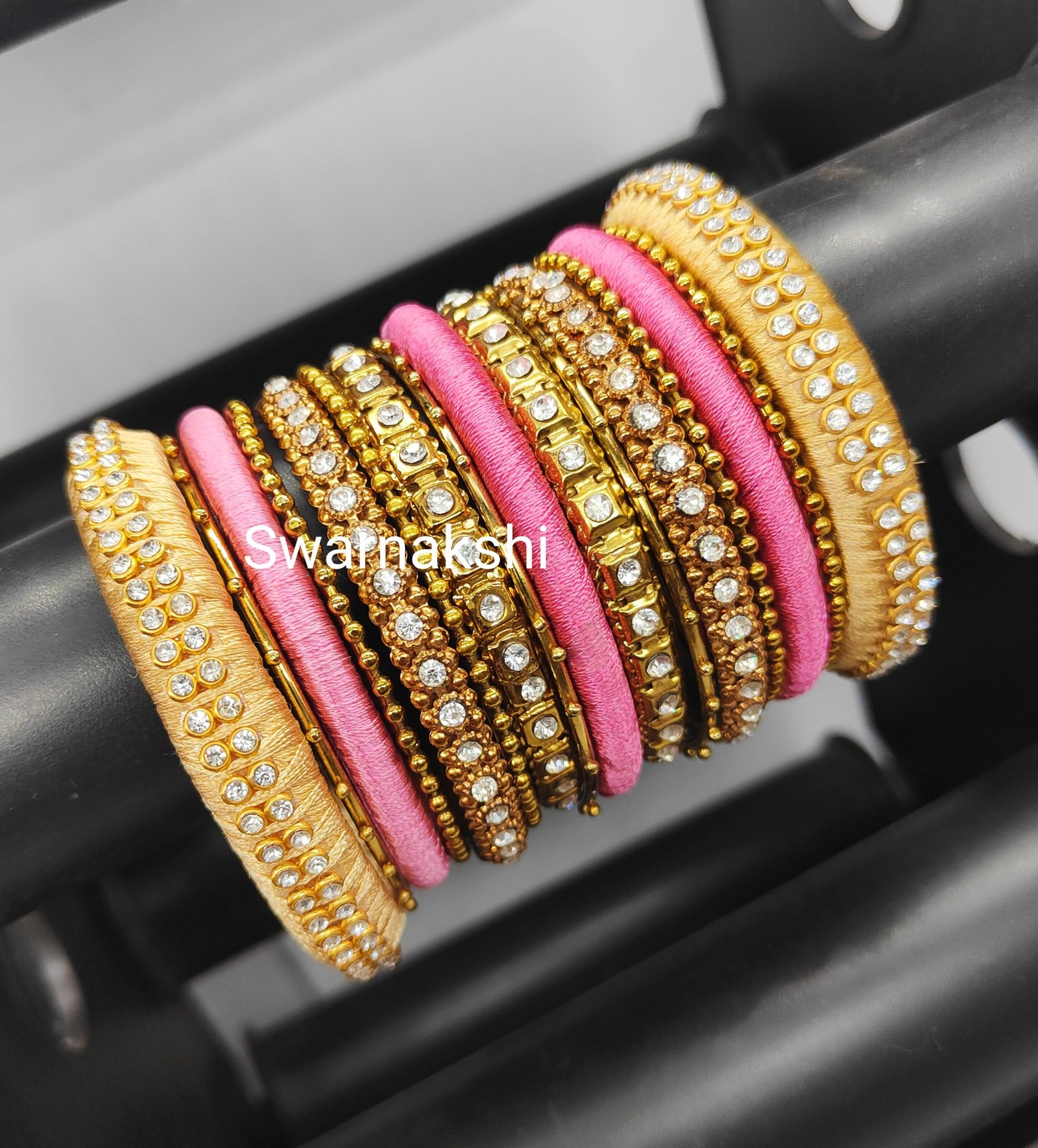 Thread bangles set designs with attractive model - Swarnakshi Jewels